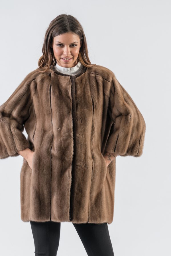 Diagonal Design Mink Fur Jacket - 100% Real Fur - Haute Acorn