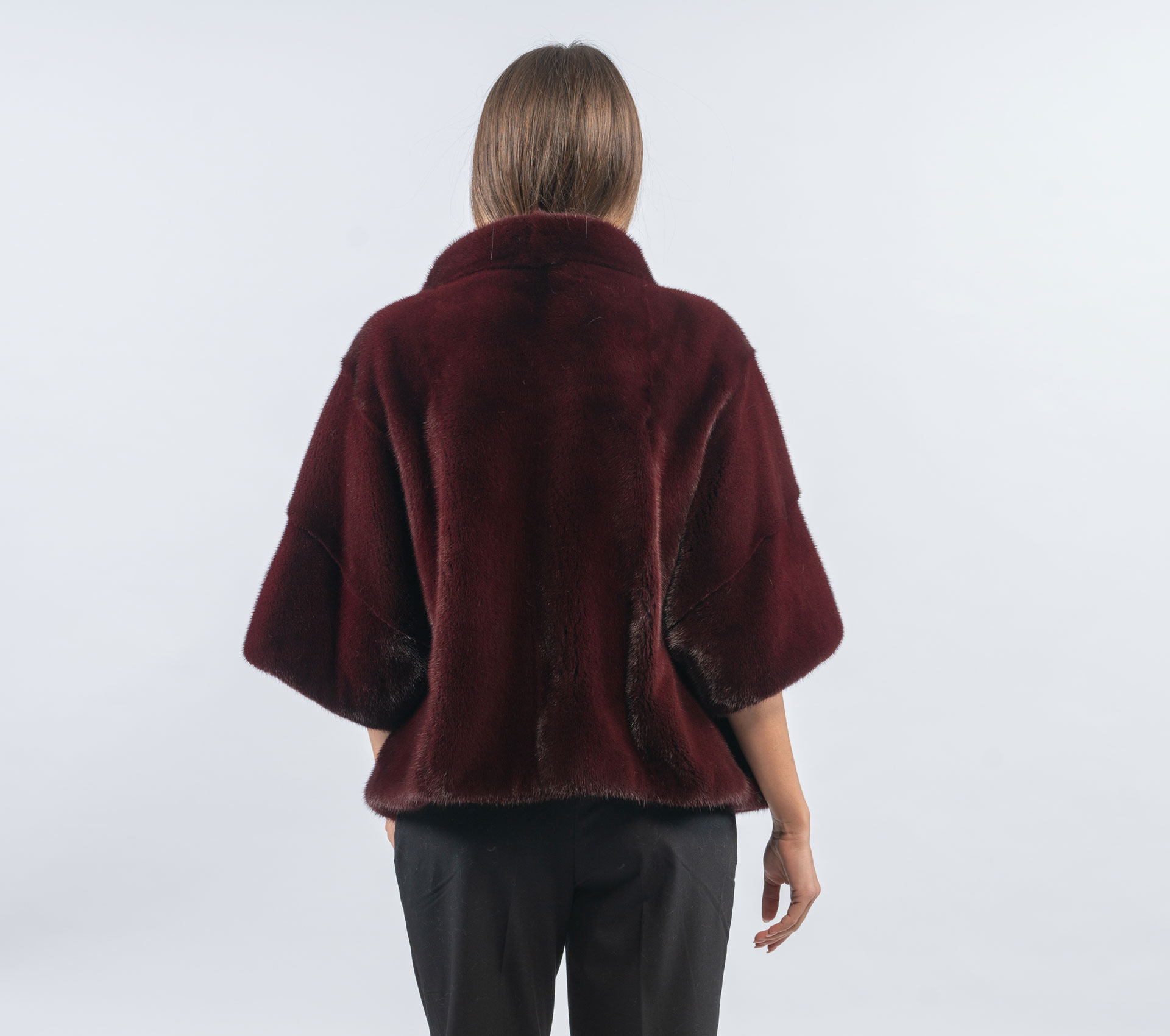 Dark Red Mink Fur Jacket - 100% Real Fur - Haute Acorn