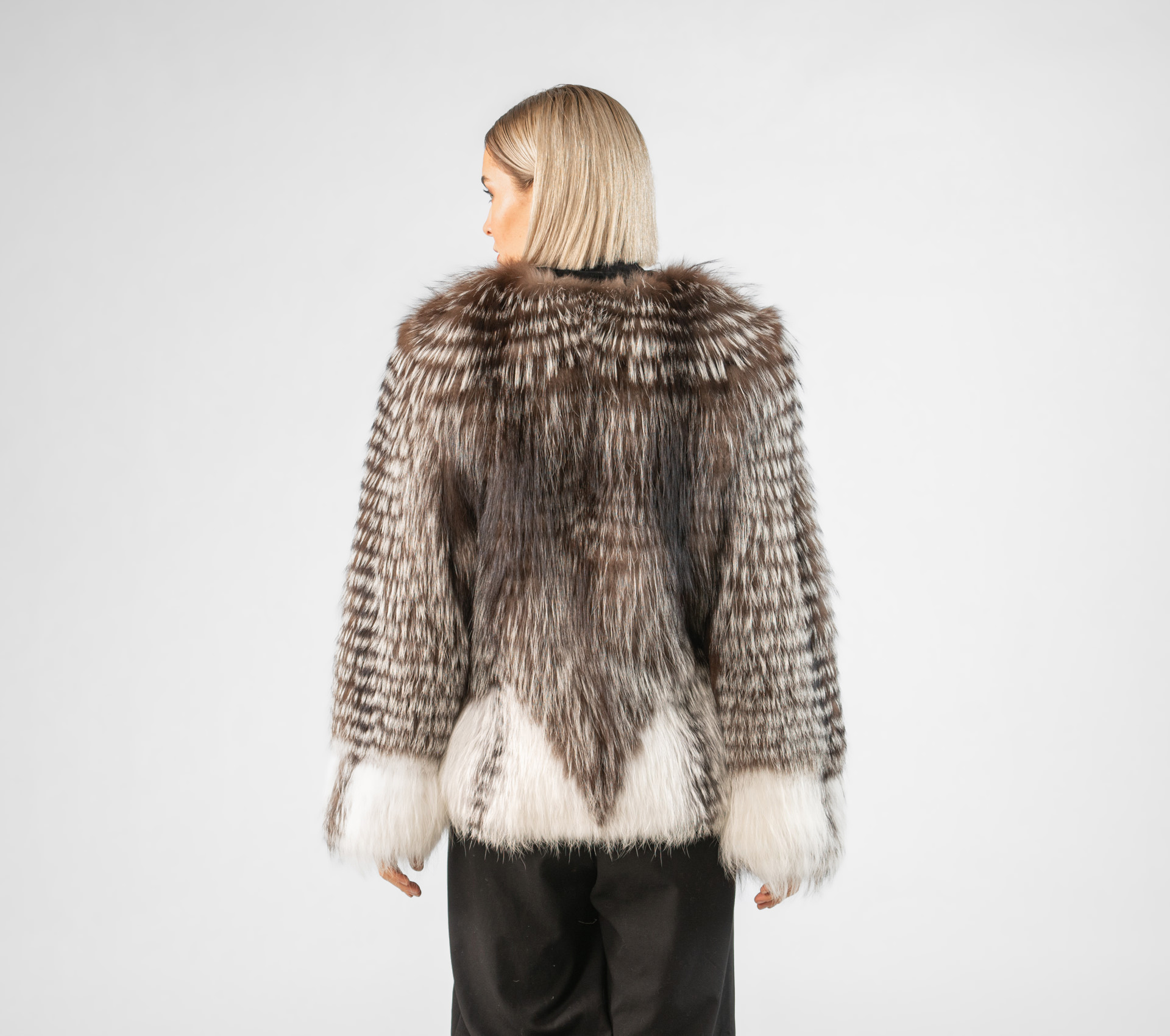 Long Hair Fox Fur Jacket - Made of Real Fox Fur-Haute Acorn