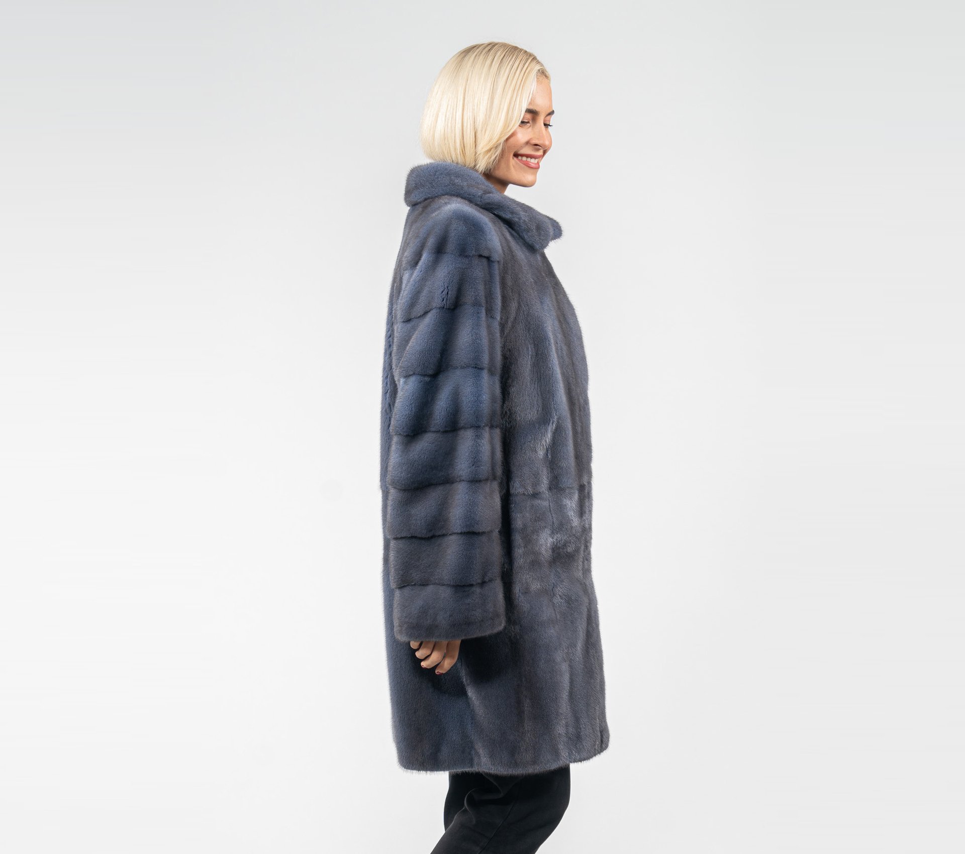 Skin-On-Skin Marlin Blue Mink Fur Jacket - 100% Real Fur