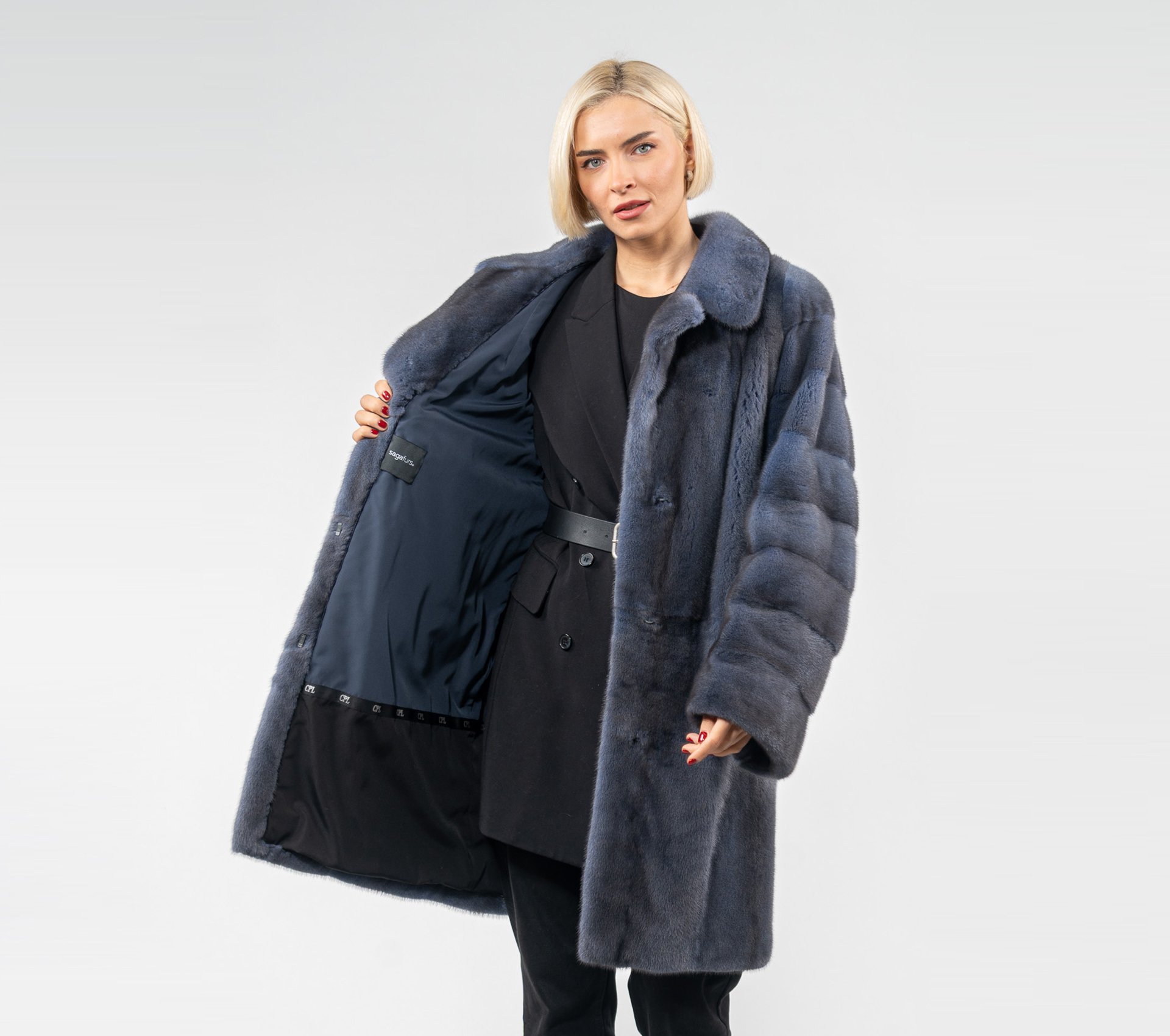 Skin-On-Skin Marlin Blue Mink Fur Jacket - 100% Real Fur