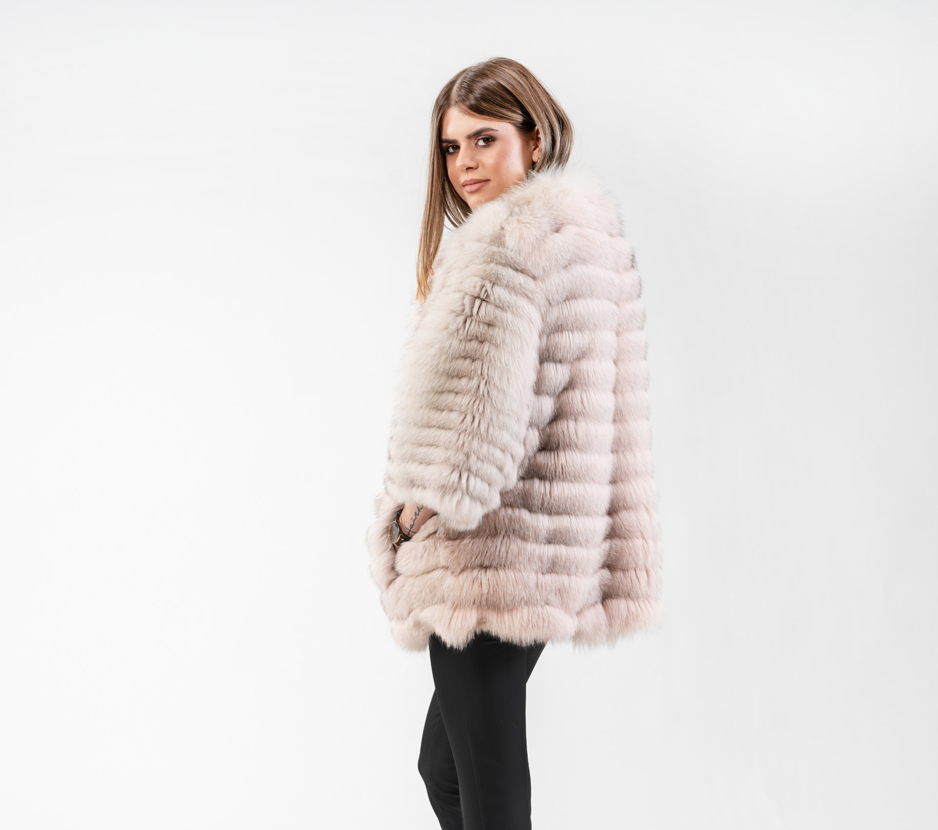 Light Pink Fox Fur Jacket- 100% Real Fur - Haute Acorn