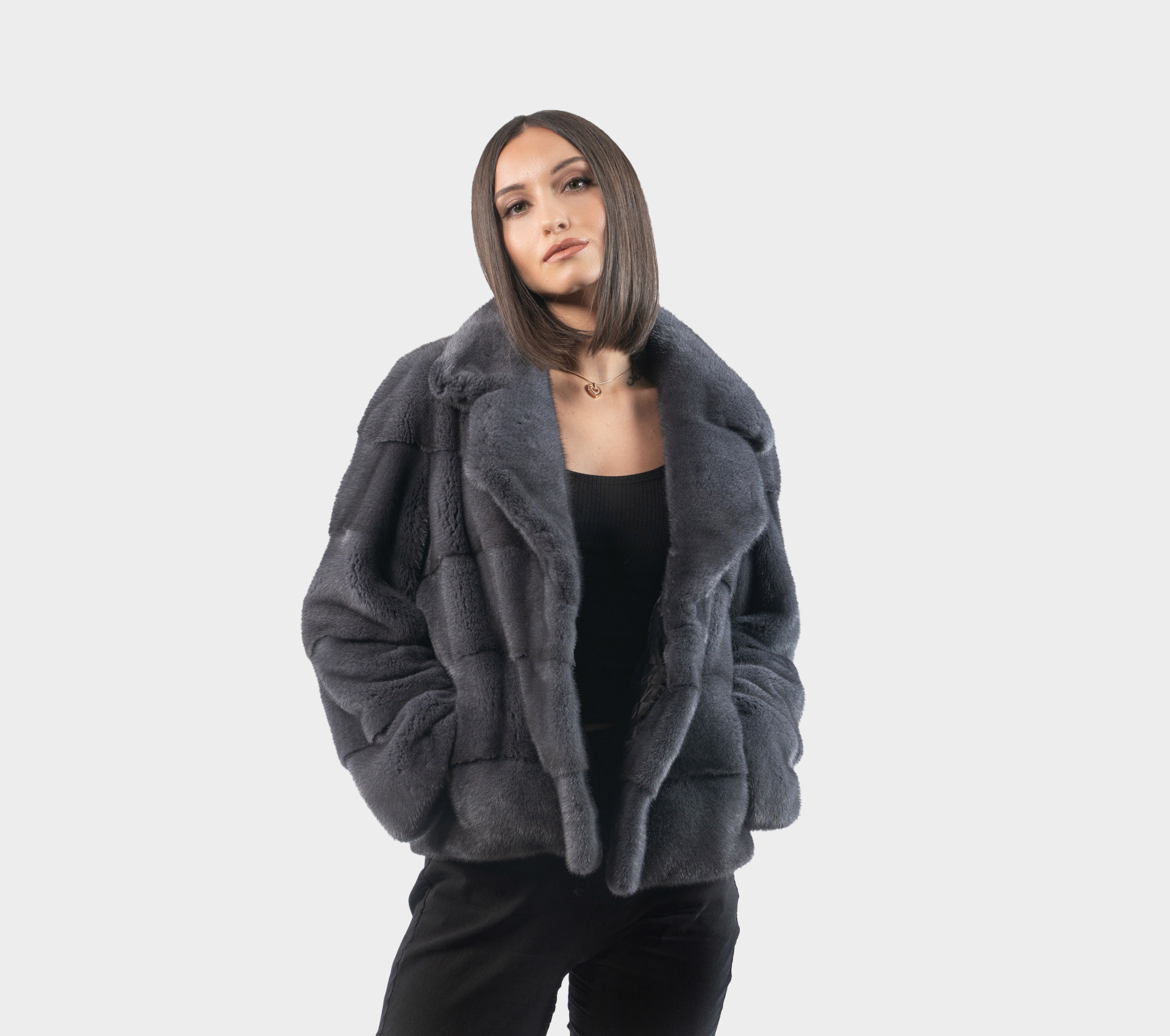Graphite Gray Mink Fur Jacket - 100% Real Fur - Haute Acorn
